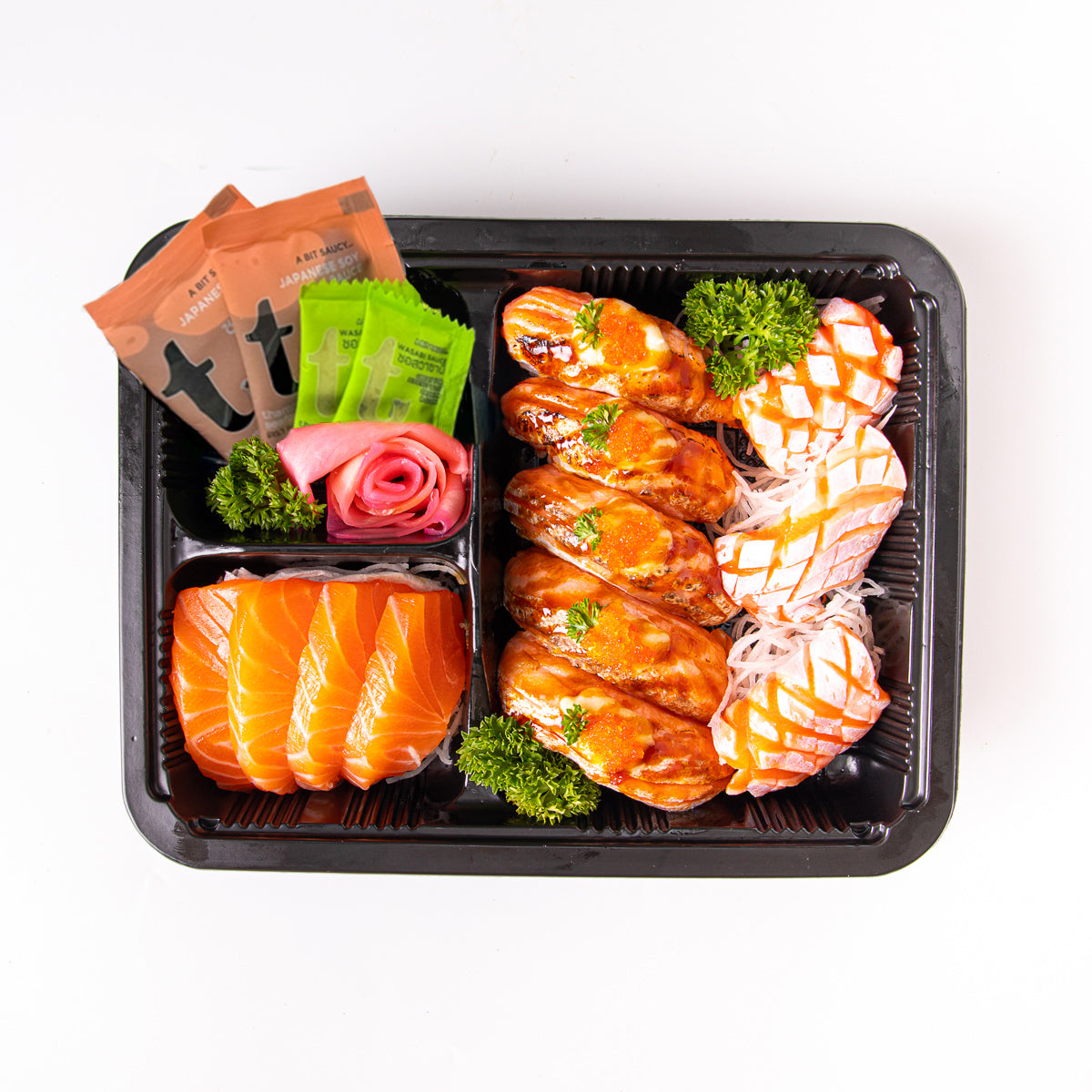 Salmon Toro Sashimi & Nigiri Aburi – Thammachart Seafood